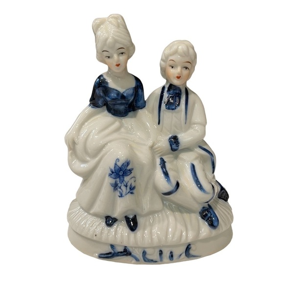 Other | Vintage Blue And White Porcelain Couple Figurine | Poshmark